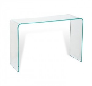 Waterfall Glass Console Table - Greenroom Prop & Event Furniture Rental
